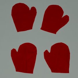 Hand sewn felt mittens for Level 1 sewing lessons.